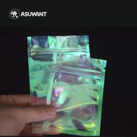 China Clear Laser Rainbow Holographic Zipper Bag Heat Sealed Laminated for sale
