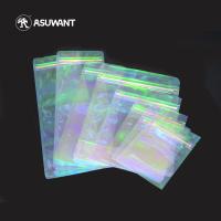 China Resealable Plastic Stand Up Hologram Mylar Bag Clear Ziplock for sale