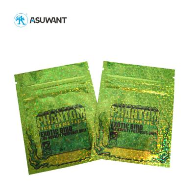 China MSDS VMPET Holograhic Zipper Bags 160 Mic Aluminum Foil Bag for sale