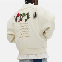 China OEM Custom Embroidery Varsity Jackets Winter 100% Wool Rose Fleece Letter Bomber Jacket for sale