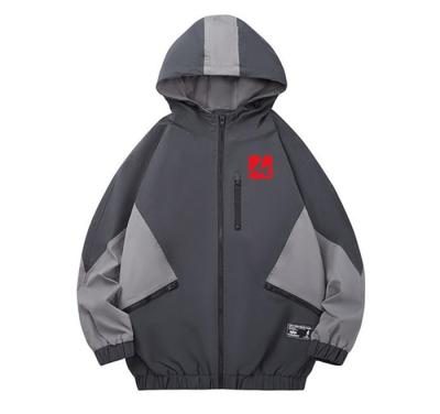 China Loose Ordinary Spot Youth Hooded Grey Jacket Waterproof Windbreaker For Men for sale