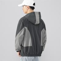 China Loose Ordinary Spot Youth Hooded Grey Jacket Waterproof Windbreaker For Men for sale
