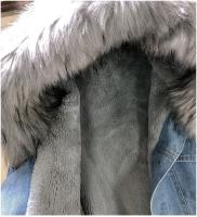 China Mezclilla Embroidery Denim Jackets Heavy Chamarra Dama Winter Button Fur Demin Jacket for sale