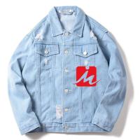China Polyester Cotton Embroidery Denim Jackets Streetwear Casual Riding Jacket for sale