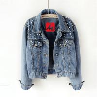 China Casual Embroidery Denim Jackets Lady Blouse Mandarin Collar Jacket for sale