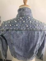 China Casual Embroidery Denim Jackets Lady Blouse Mandarin Collar Jacket for sale
