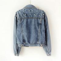 China Casual Embroidery Denim Jackets Lady Blouse Mandarin Collar Jacket for sale