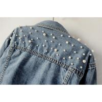 China Casual Embroidery Denim Jackets Lady Blouse Mandarin Collar Jacket for sale