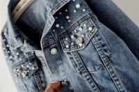 China Casual Embroidery Denim Jackets Lady Blouse Mandarin Collar Jacket for sale