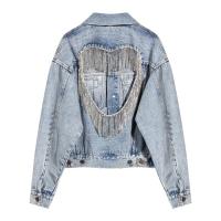 China Rhinestone Embroidery Denim Jackets Hollowed Ladies Oversized Jacket for sale