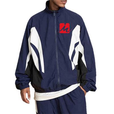 China Men Waterproof Windbreaker Jackets Polyester Zip Up Colorblock Track Jacket for sale