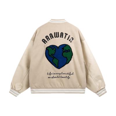 China Unisex Embroidery Varsity Jackets Leather Sleeve Bomber Baseball Letterman Jacket for sale
