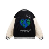 China Bomber Embroidery Varsity Jackets Leather Sleeve Unisex Lettering Baseball Jacket for sale