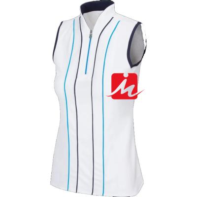 China Stand Collar Women Polo Shirt 1/4 Zipper In The Middle Custom Printing Sleeveless for sale