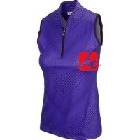 China Stand Collar Women Polo Shirt 1/4 Zipper In The Middle Custom Printing Sleeveless for sale