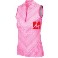 China Stand Collar Women Polo Shirt 1/4 Zipper In The Middle Custom Printing Sleeveless for sale