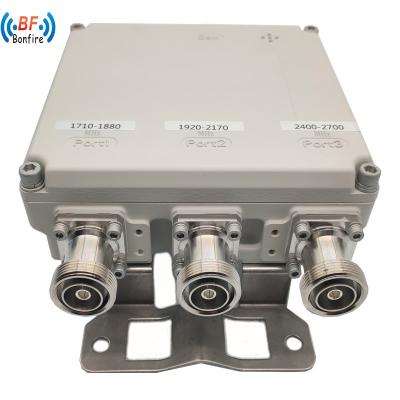 China Indoor/Outdoor IP65 Tri-Band Combiner 1710-1880/1920-2170/2300-2700MHz 4.3-10-F DIN-F for sale