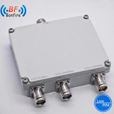 China Grey Triplexer RF Combiner 50W 2 Way UHF 1710-1880 1920-2170 2300-2400 2500-2700MHz N-50K Connector for sale