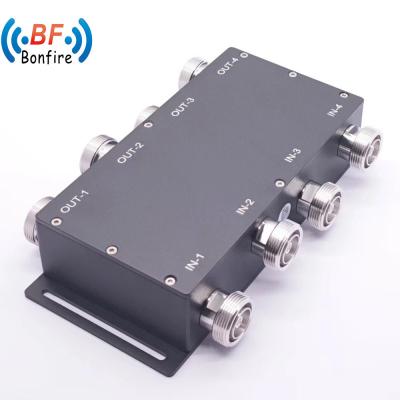 China Package Size 22.00cm * 9.00cm * 6.00cm 698-3800MHz 300W 155dbc 4X4 Hybrid Coupler DIN-F for sale