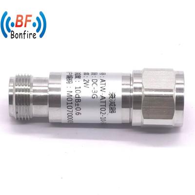 China DC-3GHz 2W RF 6dB Coaxial Fixed Attenuator N Male to N Female Interface in N-M/out N-F for sale