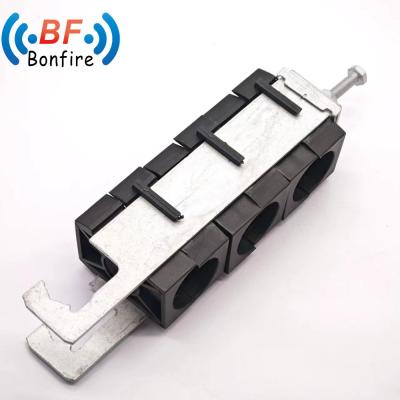 China 30.5-34.5mm 2* 4-8mm Three Holes Three Way Fiber Power Feeder Cable Clamps for Cables for sale
