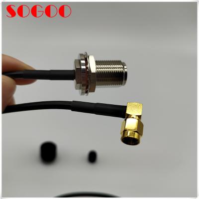 China Huawei original 04047637VB LMR195 jumper, 90 degree SMA male to N Female bulkhead connector for sale