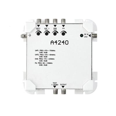 China CATV signal system amplifiers cable tv tinplate professional 2 input tv amplifier digital for sale