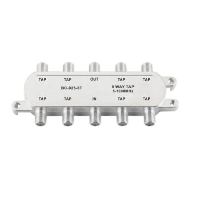 China 8 Way CATV Tap 5-1000MHz Zinc Die Cast Nickel Plated Indoor F Type 75 Ohm for sale