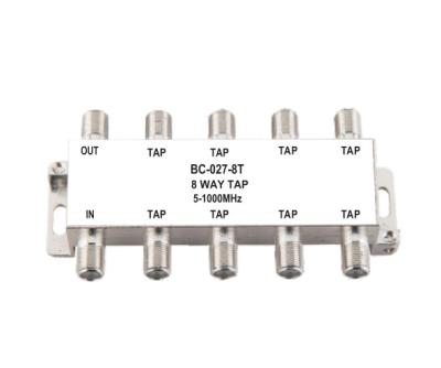 China Highfly 8 Way CATV Tap 5-1000MHz Indoor Zinc Die Cast Nickel Plated F Type 75 Ohm for sale