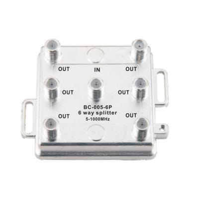 China 5-1000MHz 6 Way Cable Splitter CATV Satellite Splitter For Indoor Use for sale