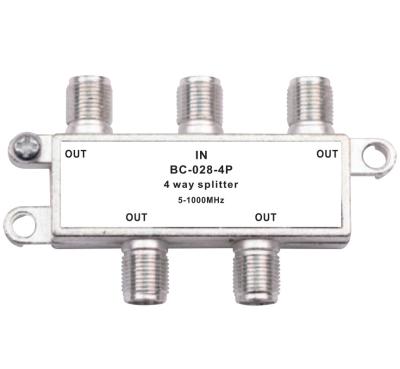 China Highfly 4 Way CATV Splitter 5-1000MHz Indoor Wide Band F Type Female 75ohm for sale