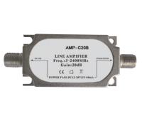 China Highfly Indoor In Line CATV Amplifier 20dB 30dB 5-2400MHz Satellite TV Signal Booster for sale