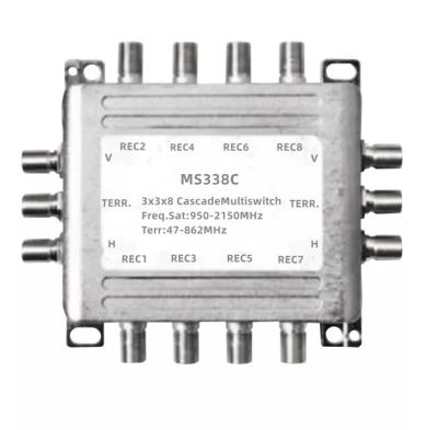 China MS338C Multi Switch For Satellite TV 47-862 MHz 3 Inputs 8 User Outputs for sale