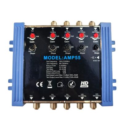 China Metal Casing Satellite Signal Amplifier 5X5 Gain And Slop Adjustable for sale
