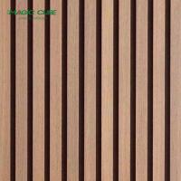 China 21mm Thick Acupanel Walnut Wood Slat Wall Panel With Black Acoustic Tissue Behind for sale
