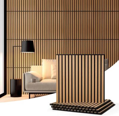 China Noise Reduction MDF Board Wood Slat Acoustic Panel With PET Panel Backing for sale