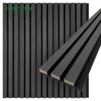 China 21mm Thick Acupanel Wood Slat Wall Panels With Black Acoustic Tissue Behind for sale