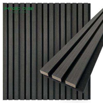 China 21mm Thick Acupanel Wood Slat Wall Panels With Black Acoustic Tissue Behind for sale