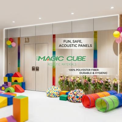 China Polyester Fiber Acoustic Panel 1200x600mm 12mm Sound Absorbing Wall Board for Children Playroom Interior Decoration for sale