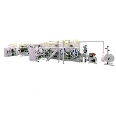 China Semi-Automatic Baby Diaper Production Line DNW-121 with 600 pcs/min Speed and 300 KW Capacity for sale