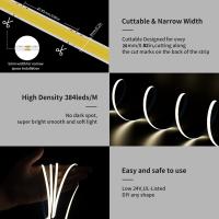 China 5mm Ultra Slim COB LED Strip 384LEDs/M 12V/24V High Density RA90 3000K Flexible Linear Dimmable Super Thin COB LED Tape for sale