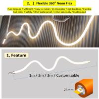 China 25mm Dia Silicone Dimmable LED Strip 12V 24V Flexible Neon Tube Lighting for sale