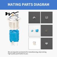 China 19mm 22mm Metal Push Button Switch 12mm 16mm Illuminated Momentary Switch for sale