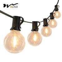 China 7.6m-45m Outdoor Plastic Bulb String Lights Soft Warm White AC 220V for sale