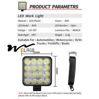 China 48W Square Vehicle LED Work Lights Bright 16 Leds Car Led Worklight for sale