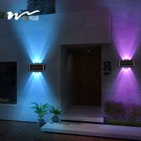China 2 Mode RGB Wall Light LED Solar Powered Lights IP65 Color Changing for sale