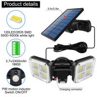 China 2.5W 122PCS LED Solar Powered Lights Motion Sensor Solar Lamp for sale