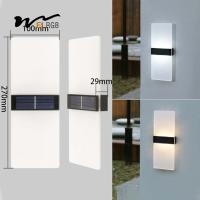China Acrylic Led Outdoor Wall Sconce LED Solar Powered Lights Cold White Light for sale