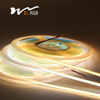 China 5mm Ultra Slim COB LED Strip 384LEDs/M 12V/24V High Density RA90 3000K Flexible Linear Dimmable Super Thin COB LED Tape for sale