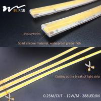 China Self-adhesive 288 LED/M 110V 220V COB Smart Light Strip IP67 Solid Silicone Waterproof White/Warm White for sale